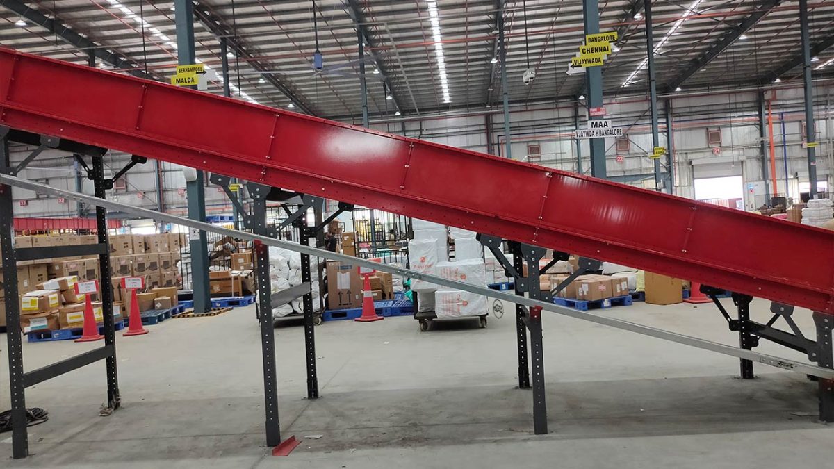 Heavy-Duty Inclined Belt Conveyor for Streamlined Upward Transport - Intralogistics Material ...